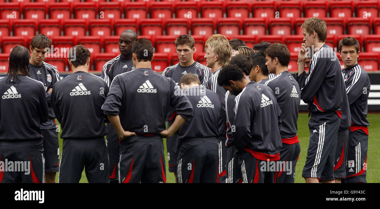 Soccer - Liverpool training and press conference - Anfield Stock Photo ...