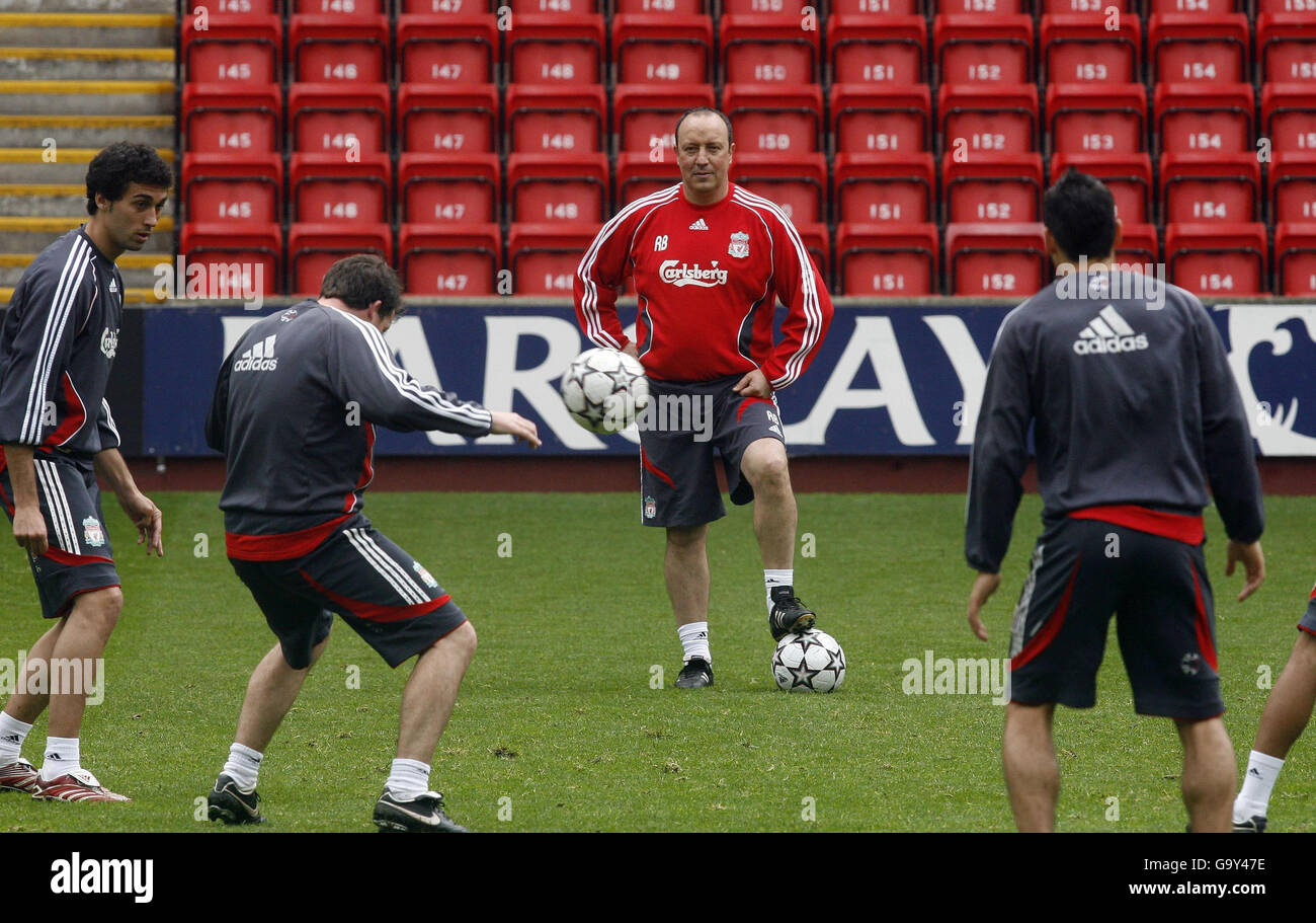 Soccer - Liverpool training and press conference - Anfield Stock Photo ...