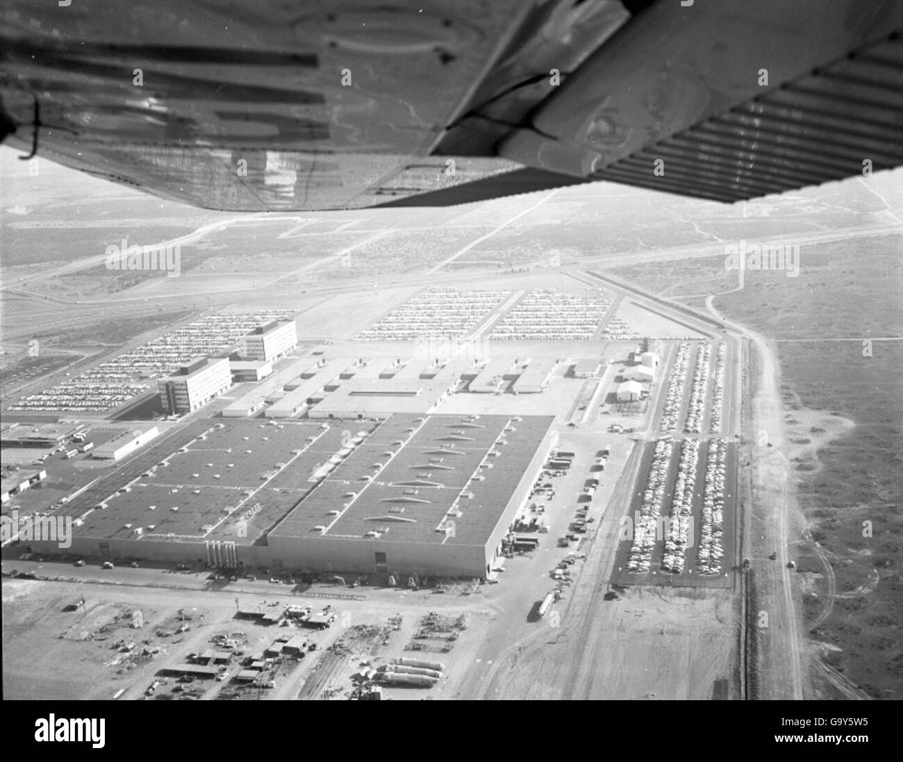 An Atlas missile at the launch pad, photographed as part of the Convair ...