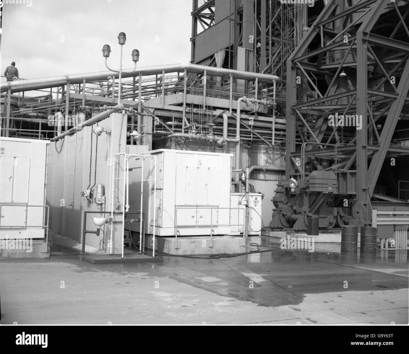 A photograph from the Atlas Negative Collection, depicting the assembly ...
