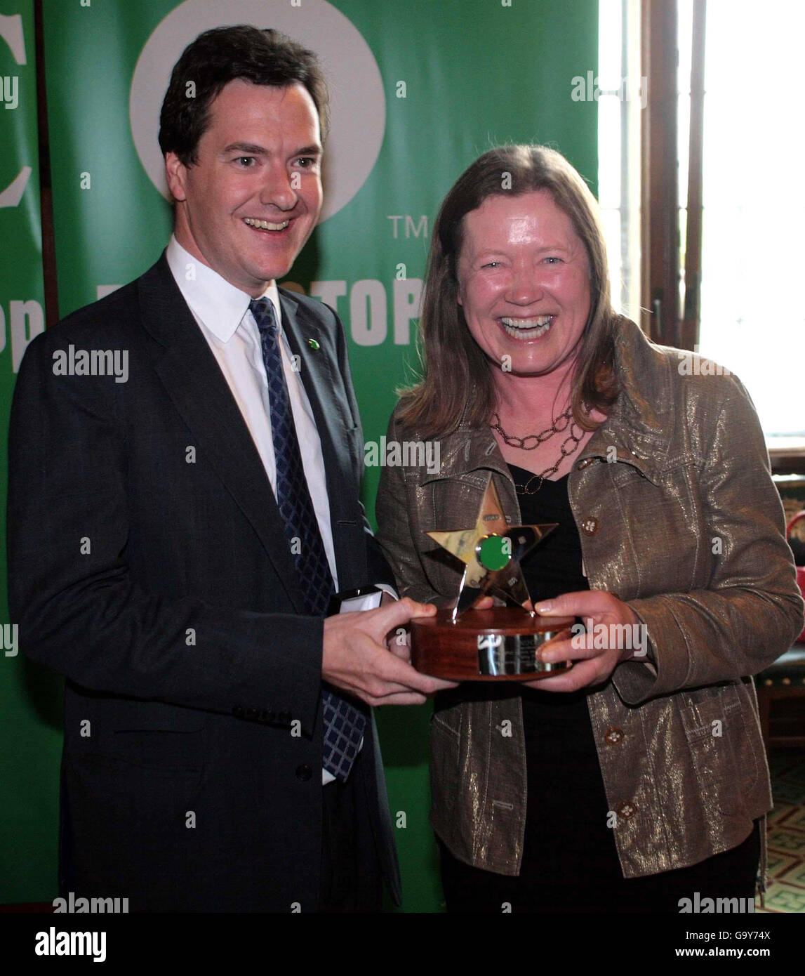 Shadow Chancellor George Osborne presents an NSPCC award to Torey ...