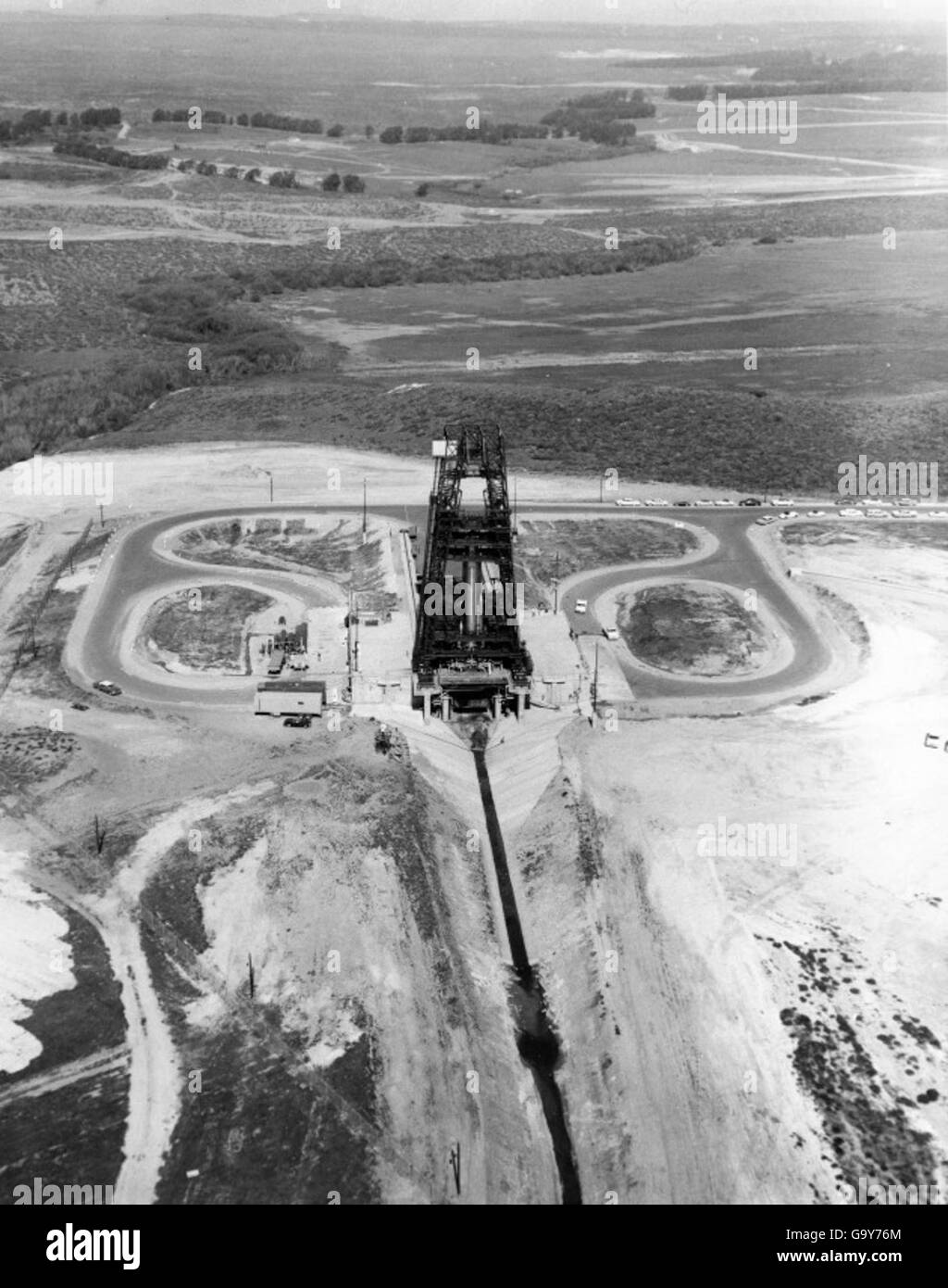 A successful Atlas missile test launch captured in flight, part of the ...