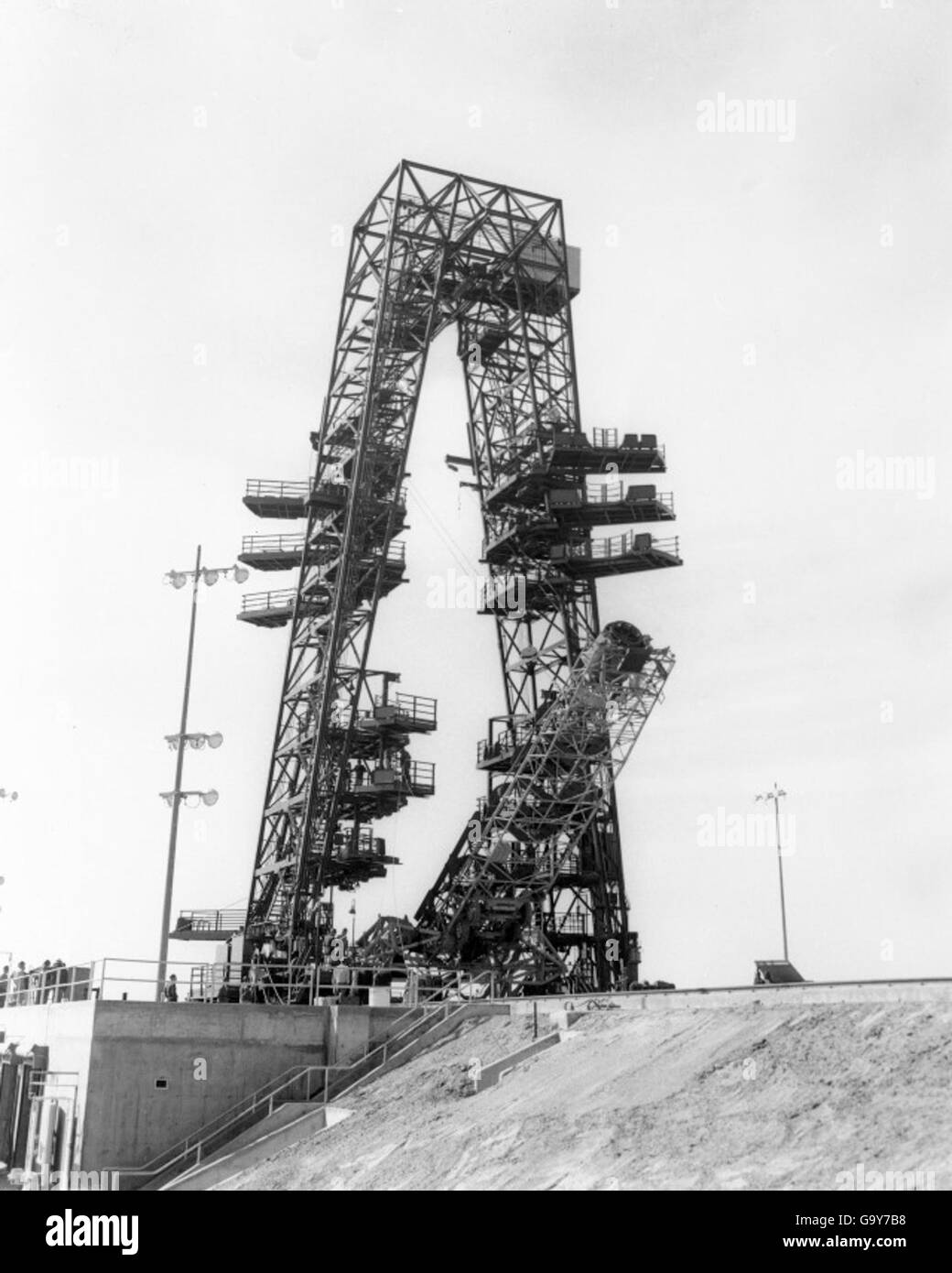 An Atlas missile's first stage booster separation during a mid-1960s ...