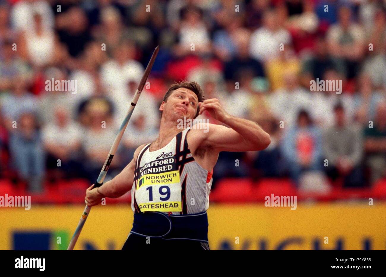 Sport athletics javelin action steve backley hi-res stock photography ...