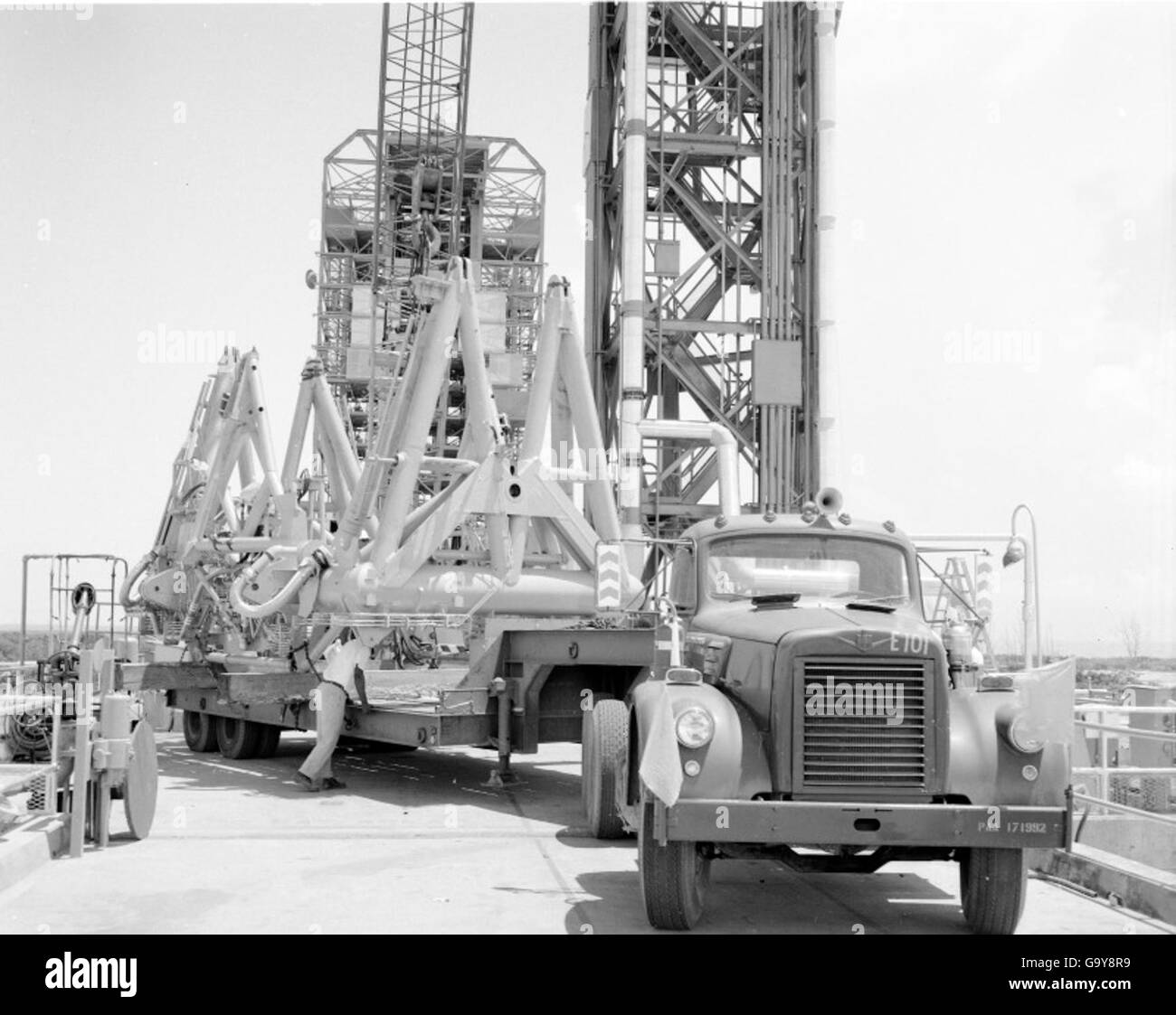 The Atlas missile captured in a pre-launch phase, documenting Convair ...