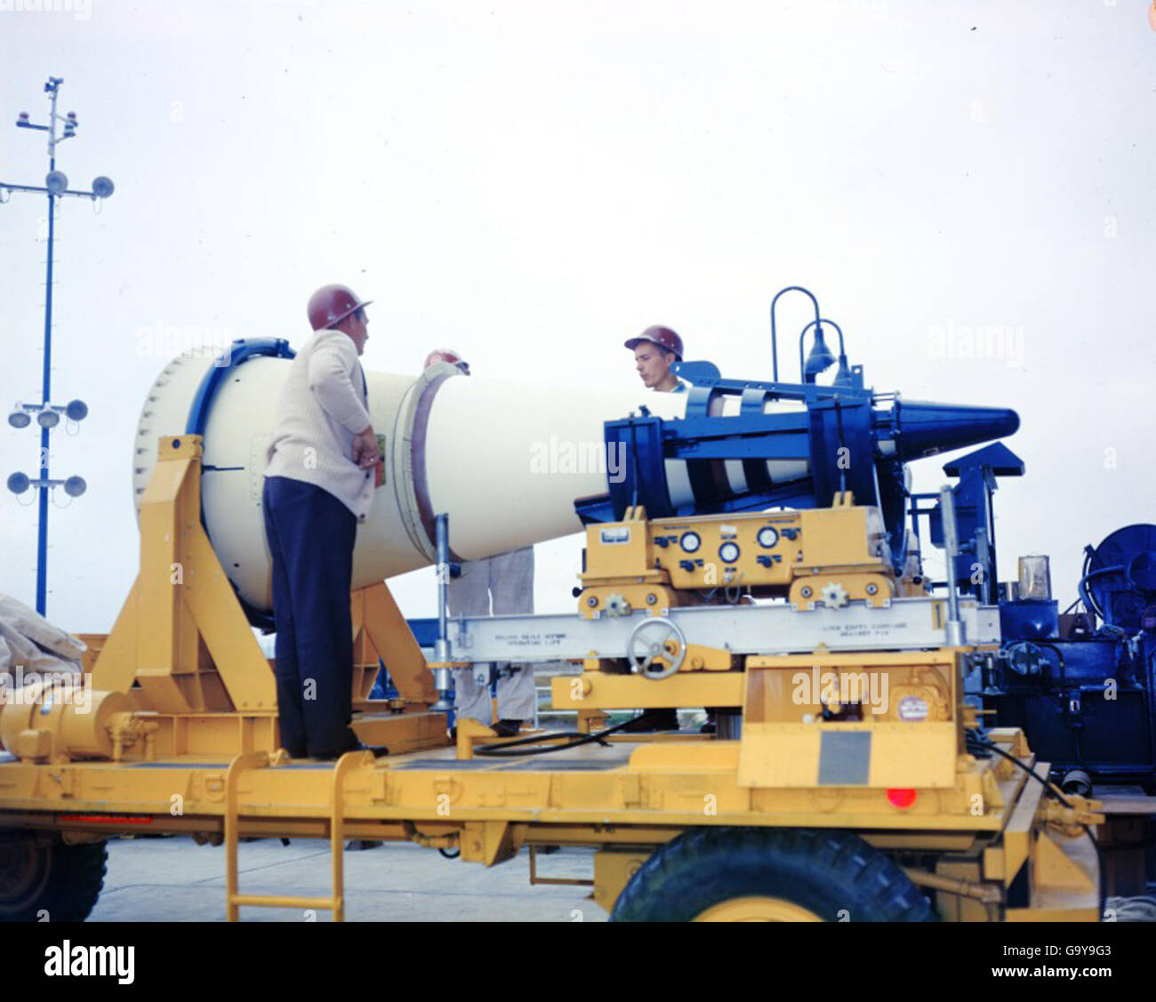 This image shows the test launch of an Atlas missile, captured from the ...