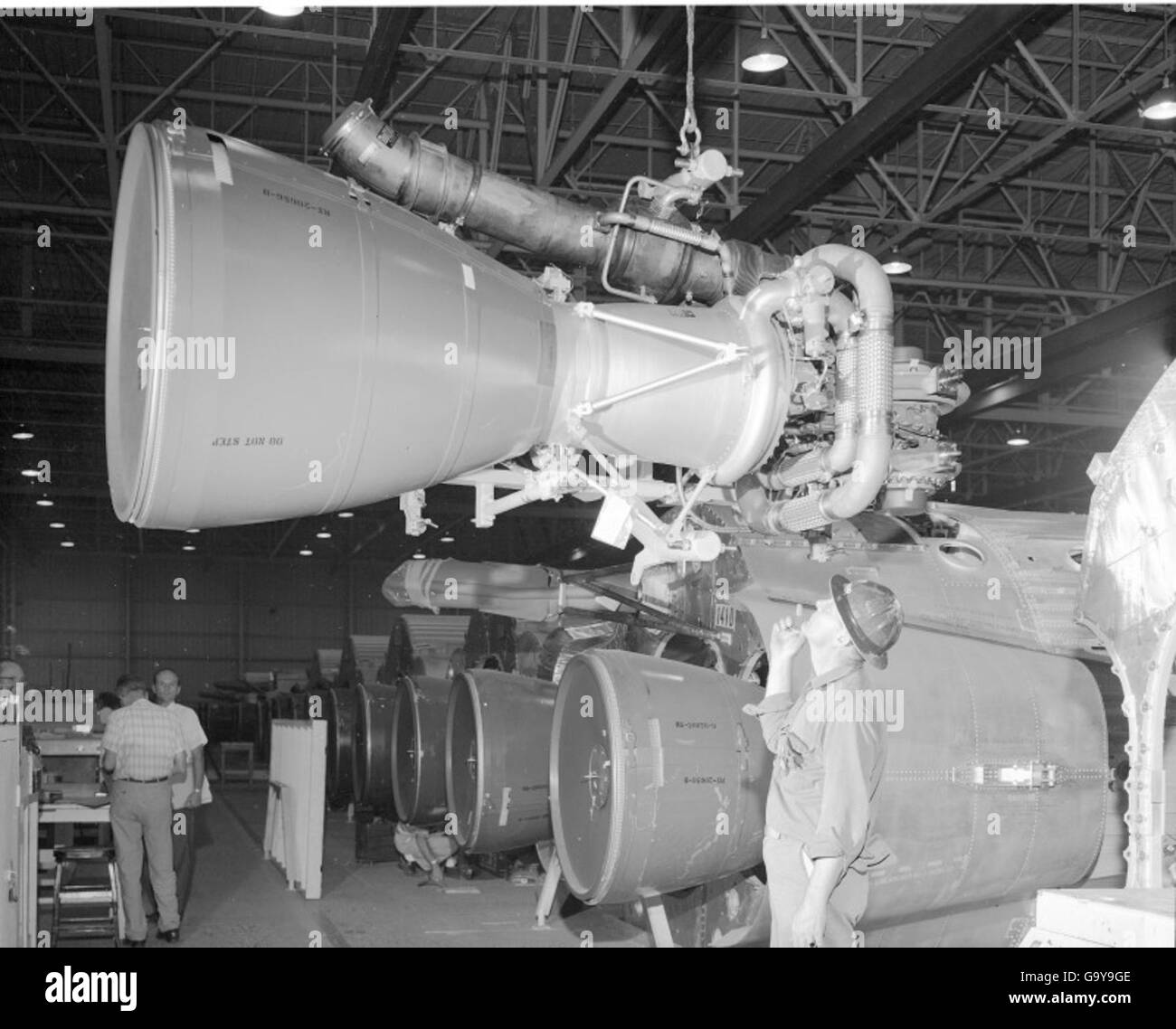 A missile silo launch of an Atlas ICBM during the Cold War, an ...