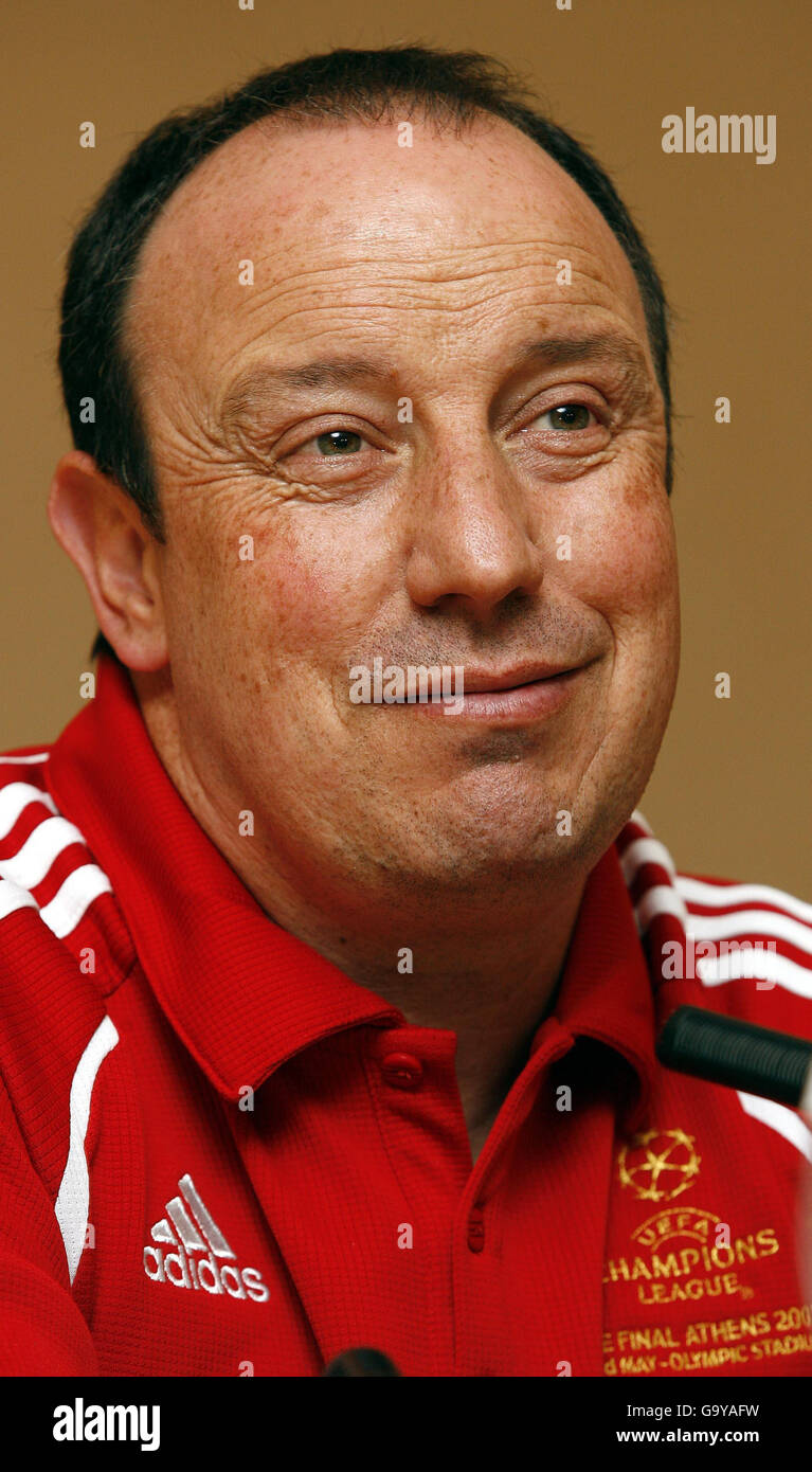 Soccer liverpool press conference athens olympic stadium hi-res stock ...