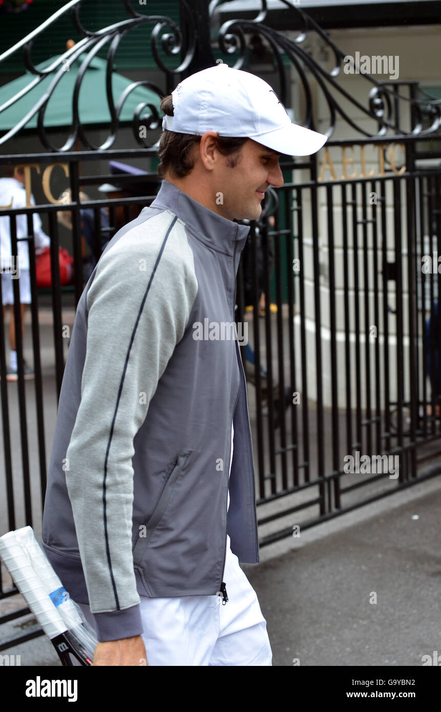 London, UK, 1 July 2016, Roger Federer arrives. Arrivals on Friday day ...