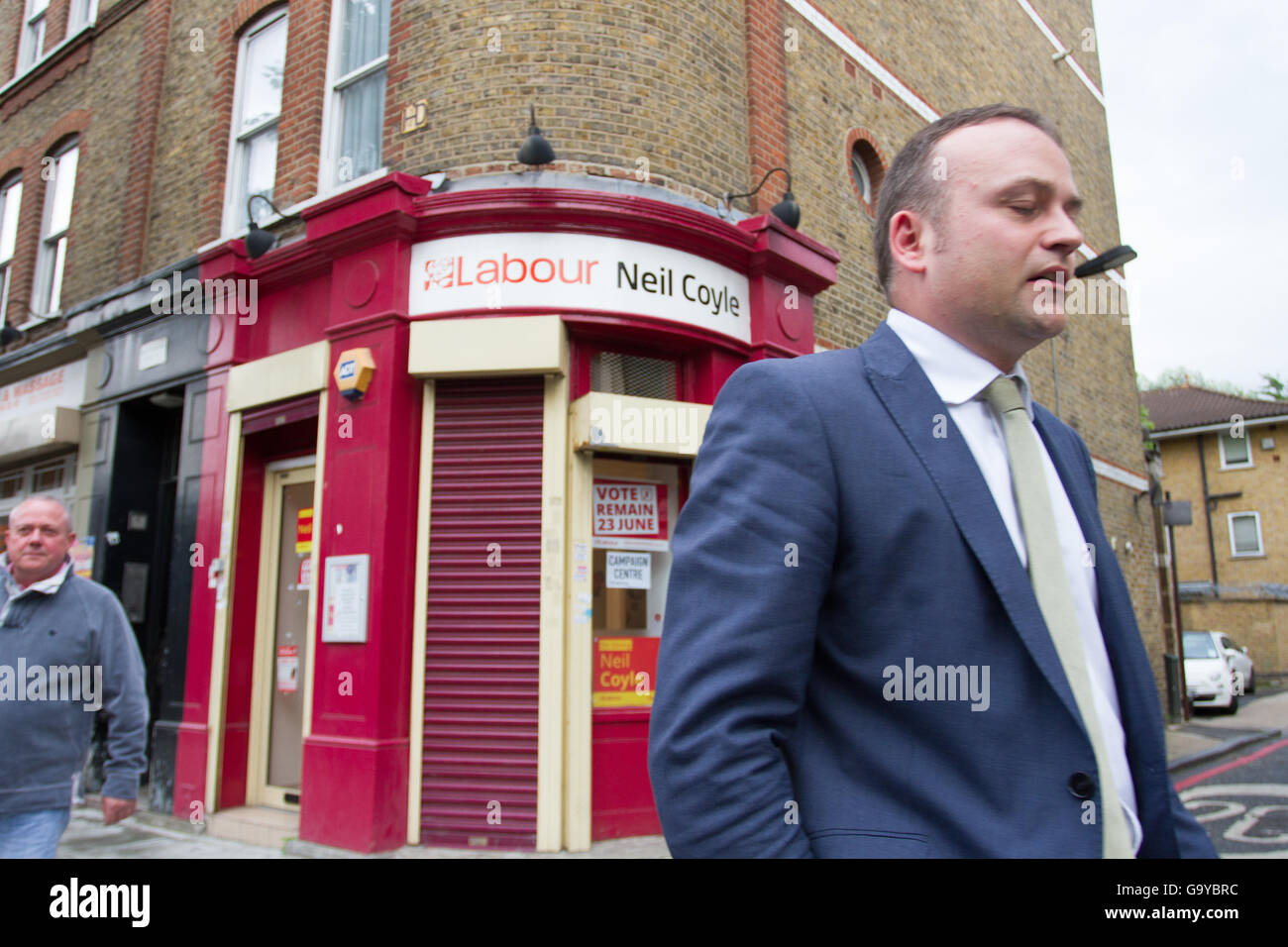 London, UK. 1st July 2016. Neil Coyle MP at his weekly surgery in Tower ...