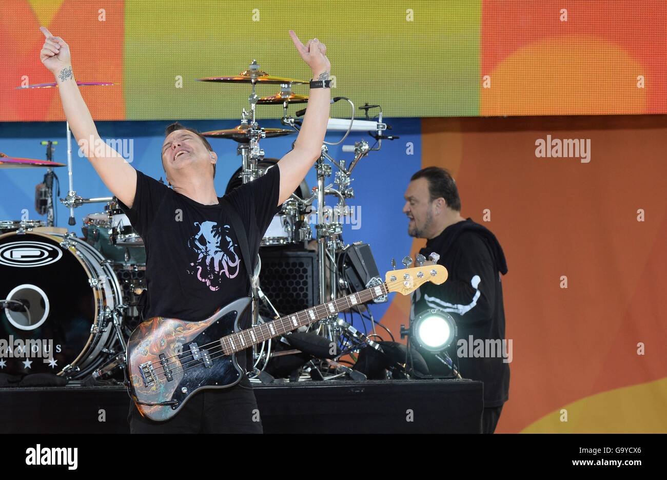 New York, NY, USA. 1st July, 2016. Mark Hoppus, Blink 182 on stage for Good Morning America (GMA ...