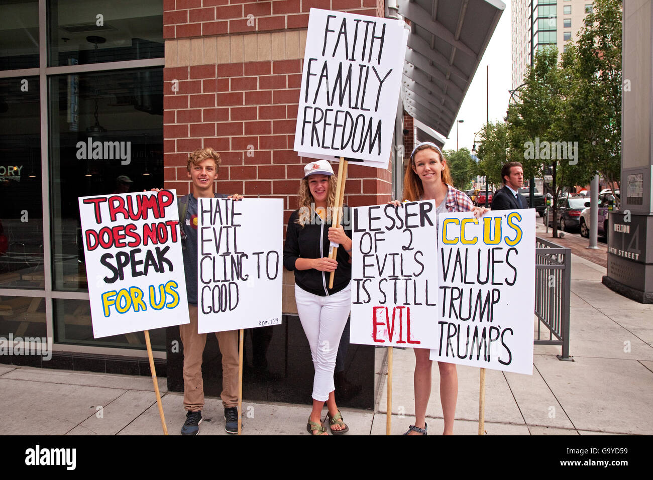 Denver, Colorado, USA. 1st July 2016. Anti-Trump students from Colorado ...