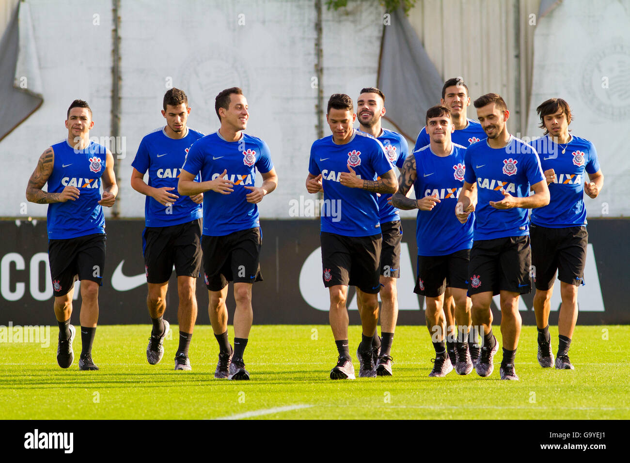 SAO PAULO, Brazil - 07/01/2016: TRAINING CORINTHIANS - Team owner runs ...