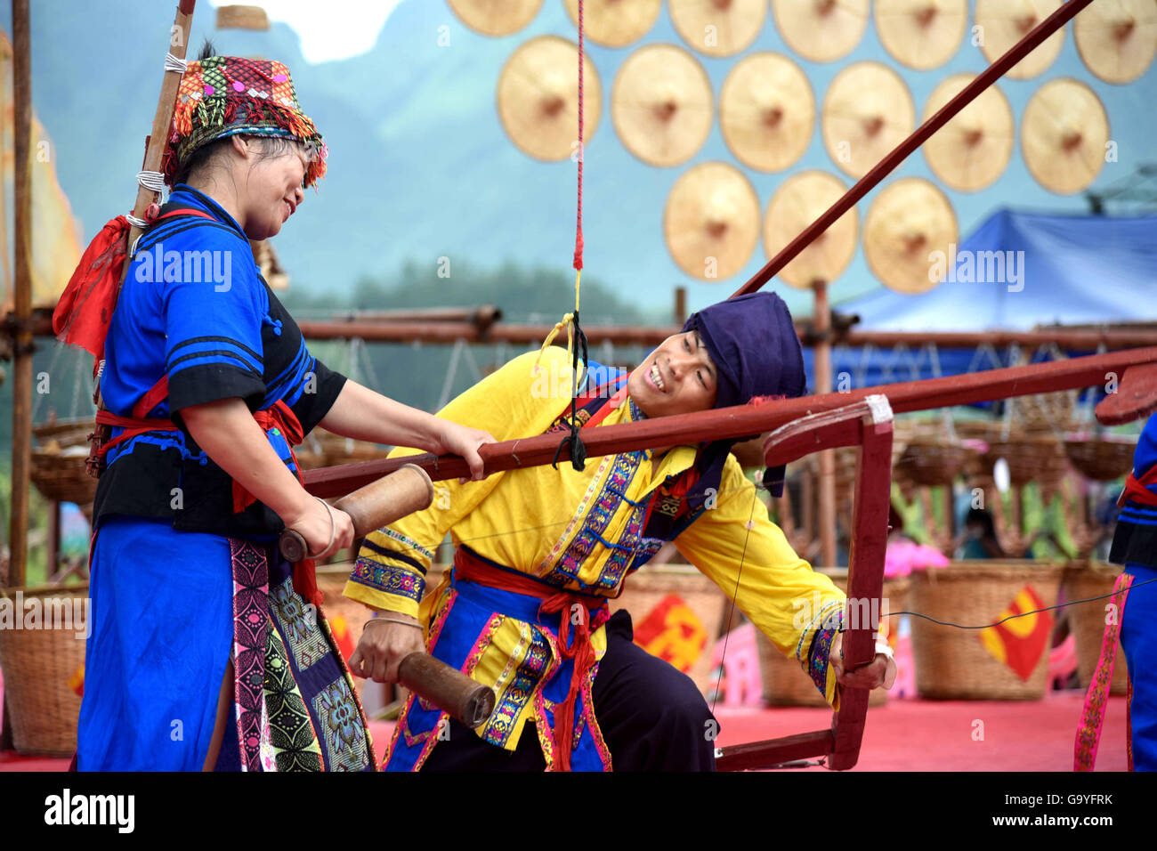 Hechi, China's Guangxi Zhuang Autonomous Region. 2nd July, 2016. People ...