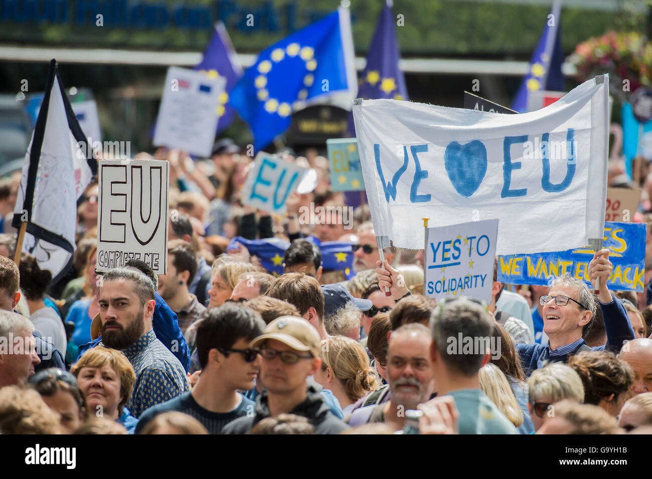London, UK. 02nd July, 2016. A march for Europe brings out thousands of ...