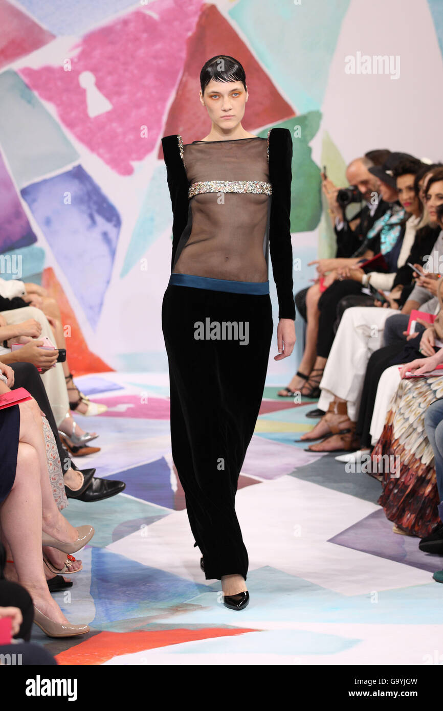 Paris, France. 4th July, 2016. A model wears a creation by French ...