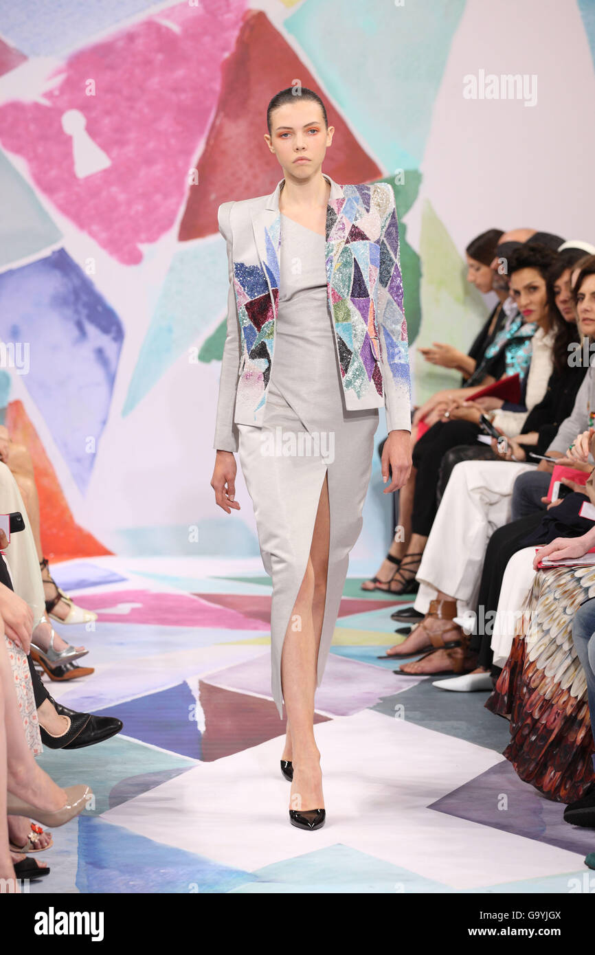 Paris, France. 4th July, 2016. A model wears a creation by French ...