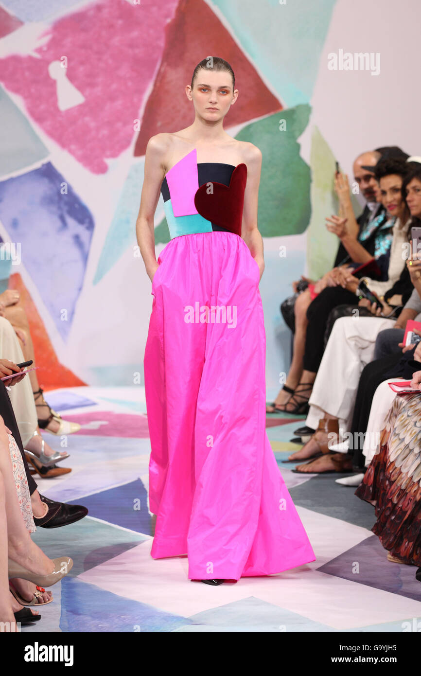 Paris, France. 4th July, 2016. A model wears a creation by French ...