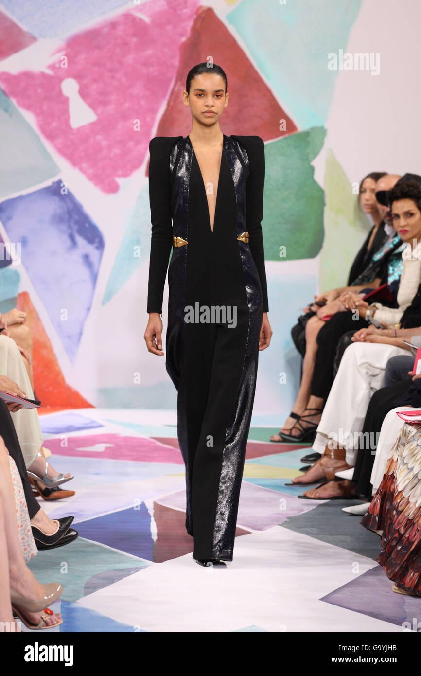 Paris, France. 4th July, 2016. A model wears a creation by French ...