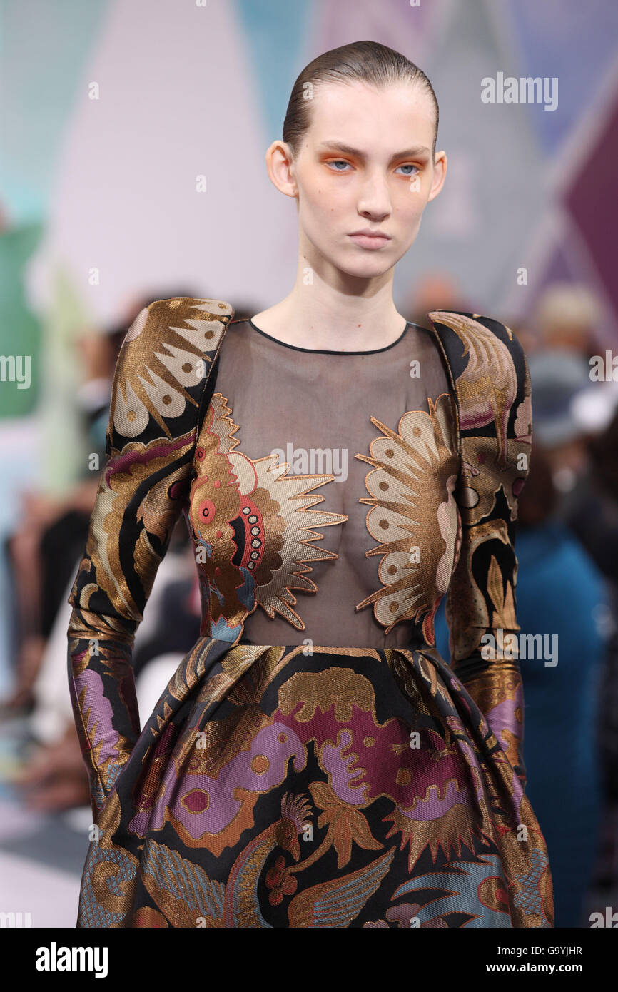 Paris, France. 4th July, 2016. A model wears a creation by French ...