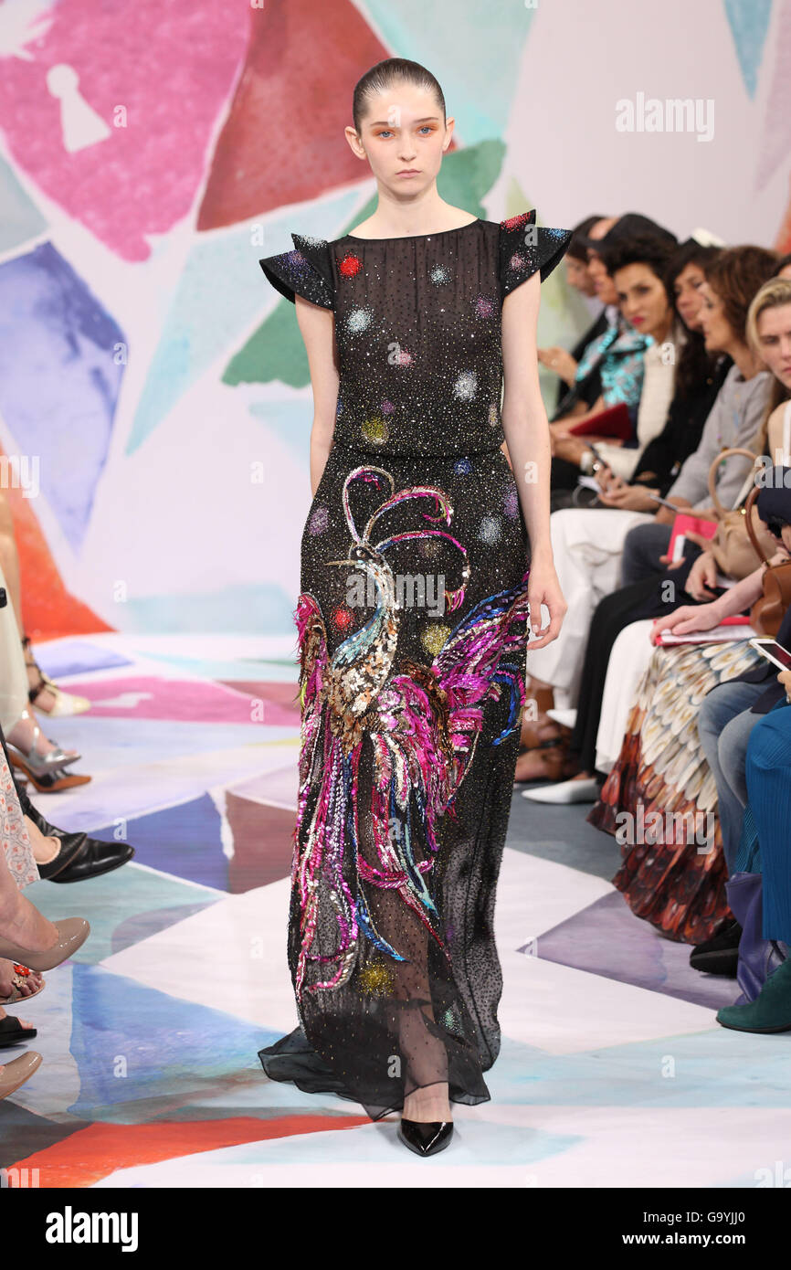 Paris, France. 4th July, 2016. A model wears a creation by French ...