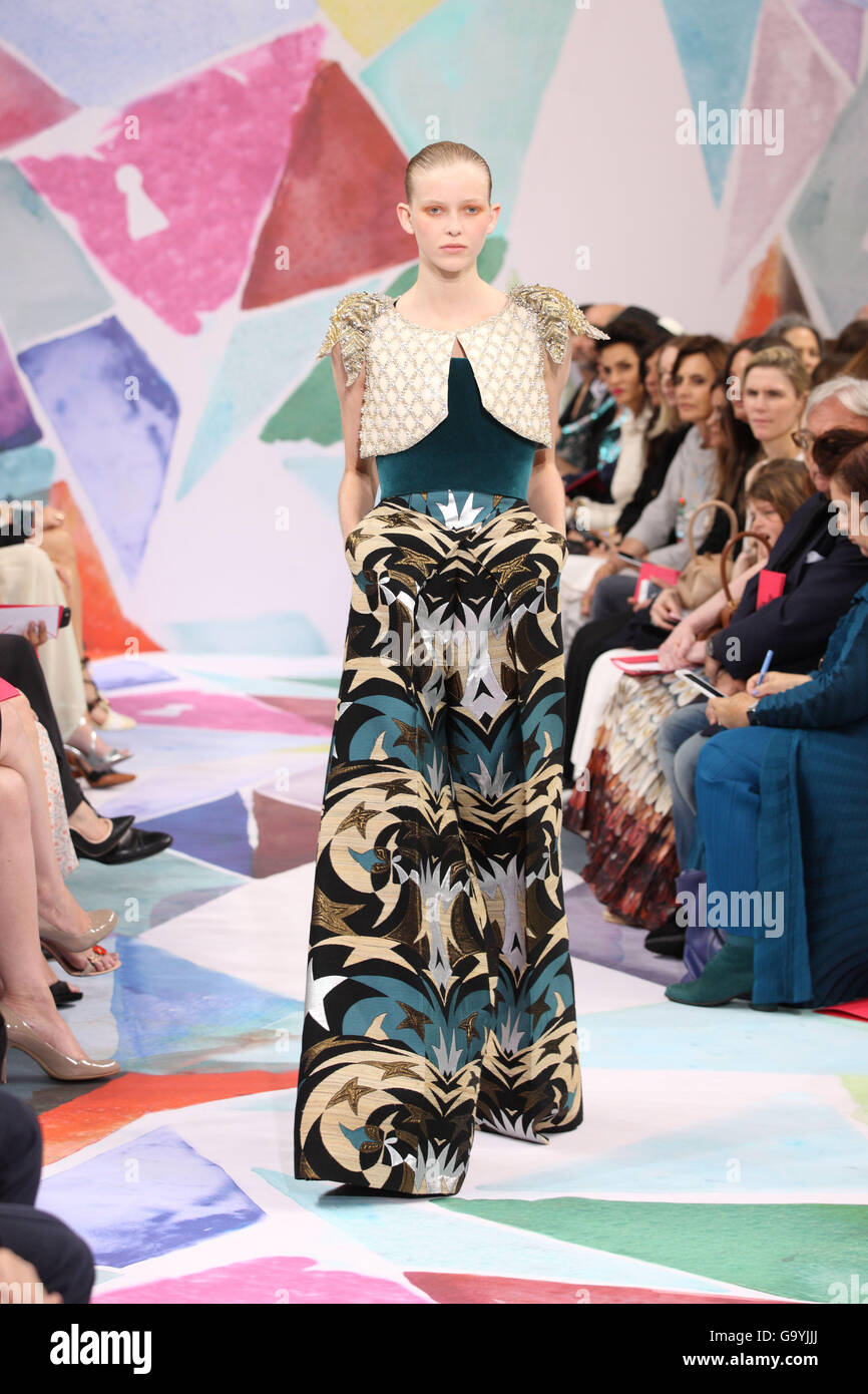 Paris, France. 4th July, 2016. A model wears a creation by French ...