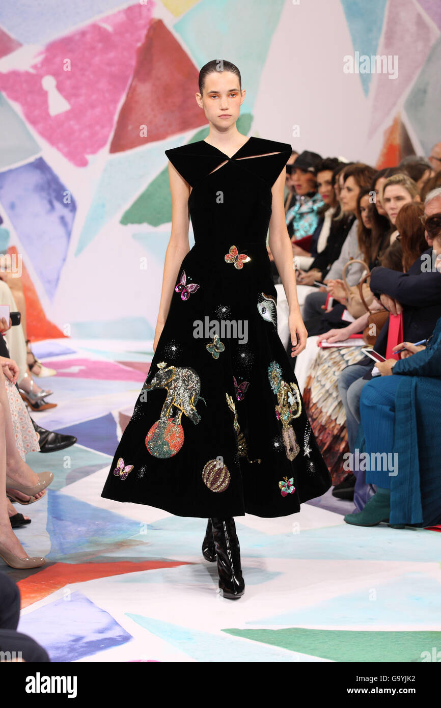 Paris, France. 4th July, 2016. A model wears a creation by French ...