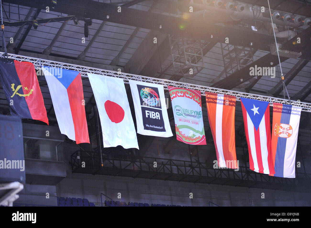 Belehrad, Srbsko. 03rd July, 2016. Flags in Kombank Arena in Belgrade ...