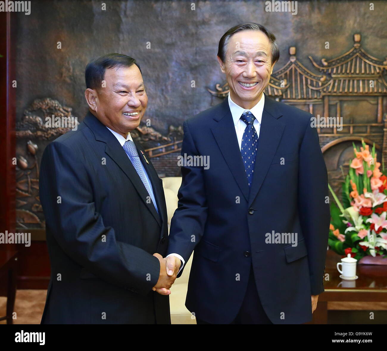Beijing, China. 4th July, 2016. Wang Jiarui (R), vice chairman of the ...