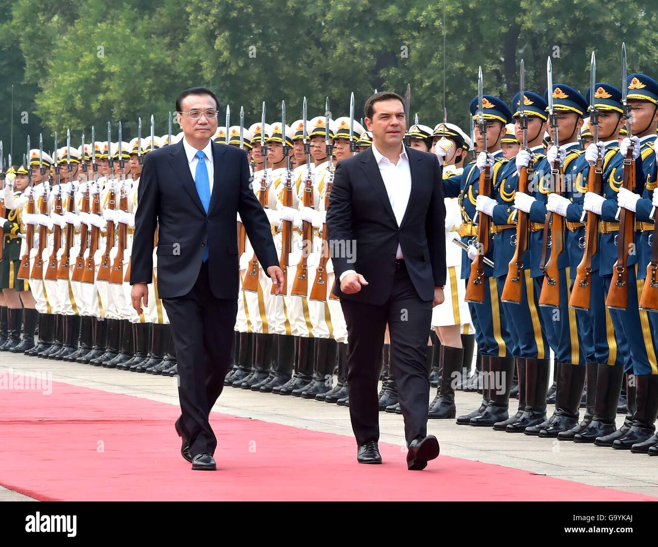 Beijing, China. 4th July, 2016. Chinese Premier Li Keqiang (L, front ...