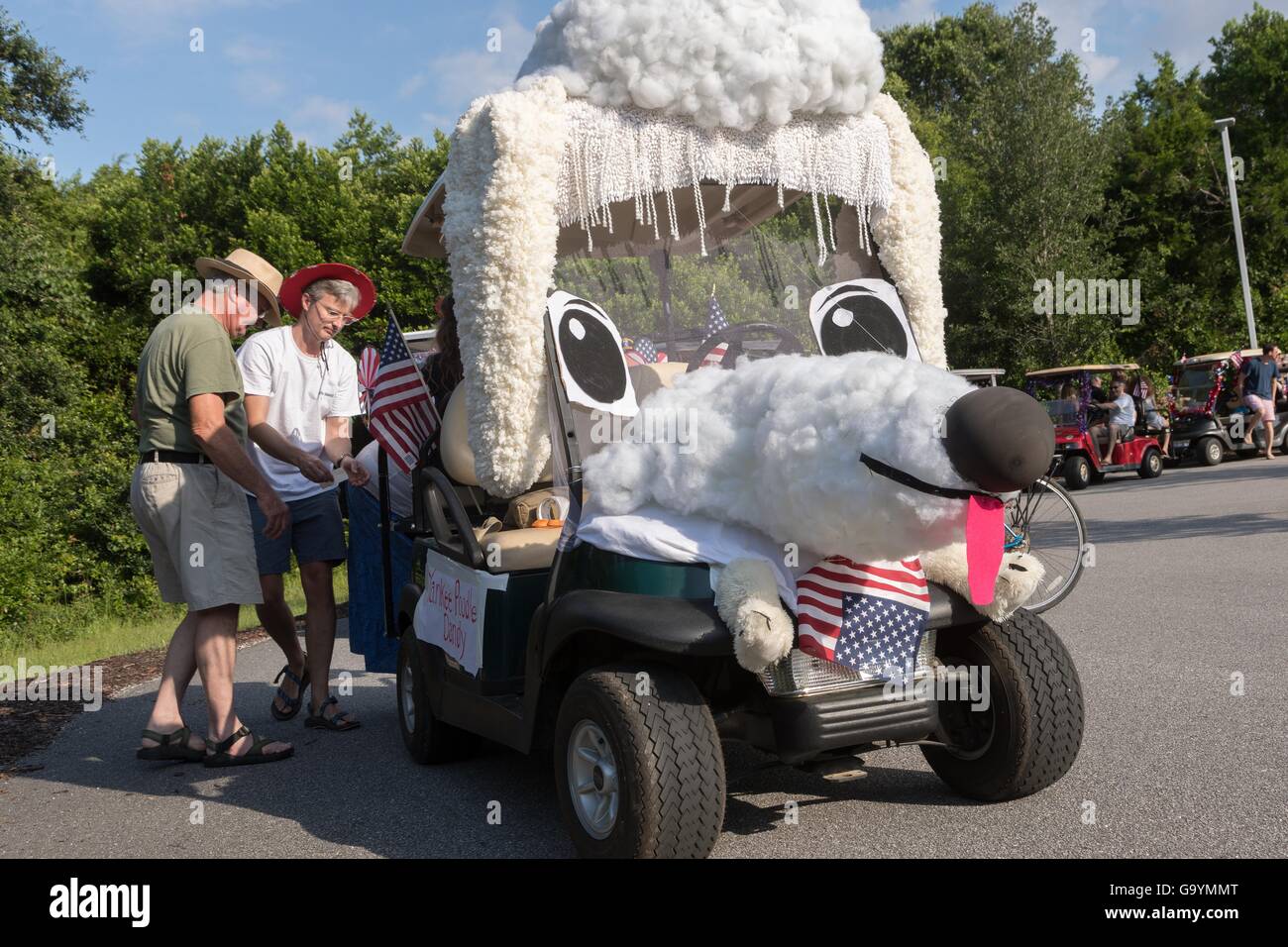 Residents put the final touches on their Yankee Poodle Dandy decorated ...