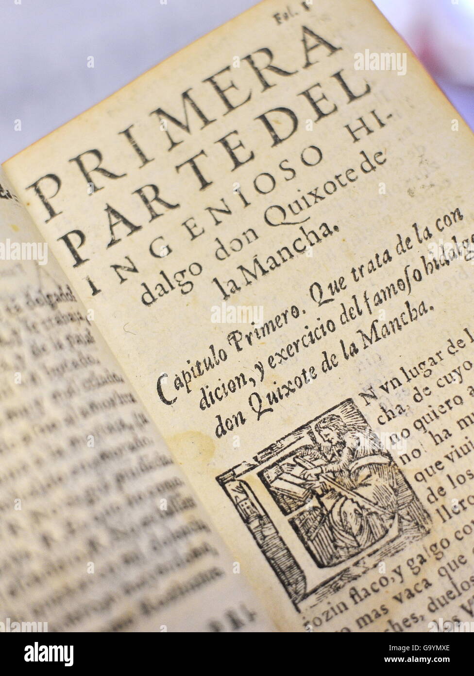 First edition of Don Quixote from 1605 display in a Spanish Library in ...