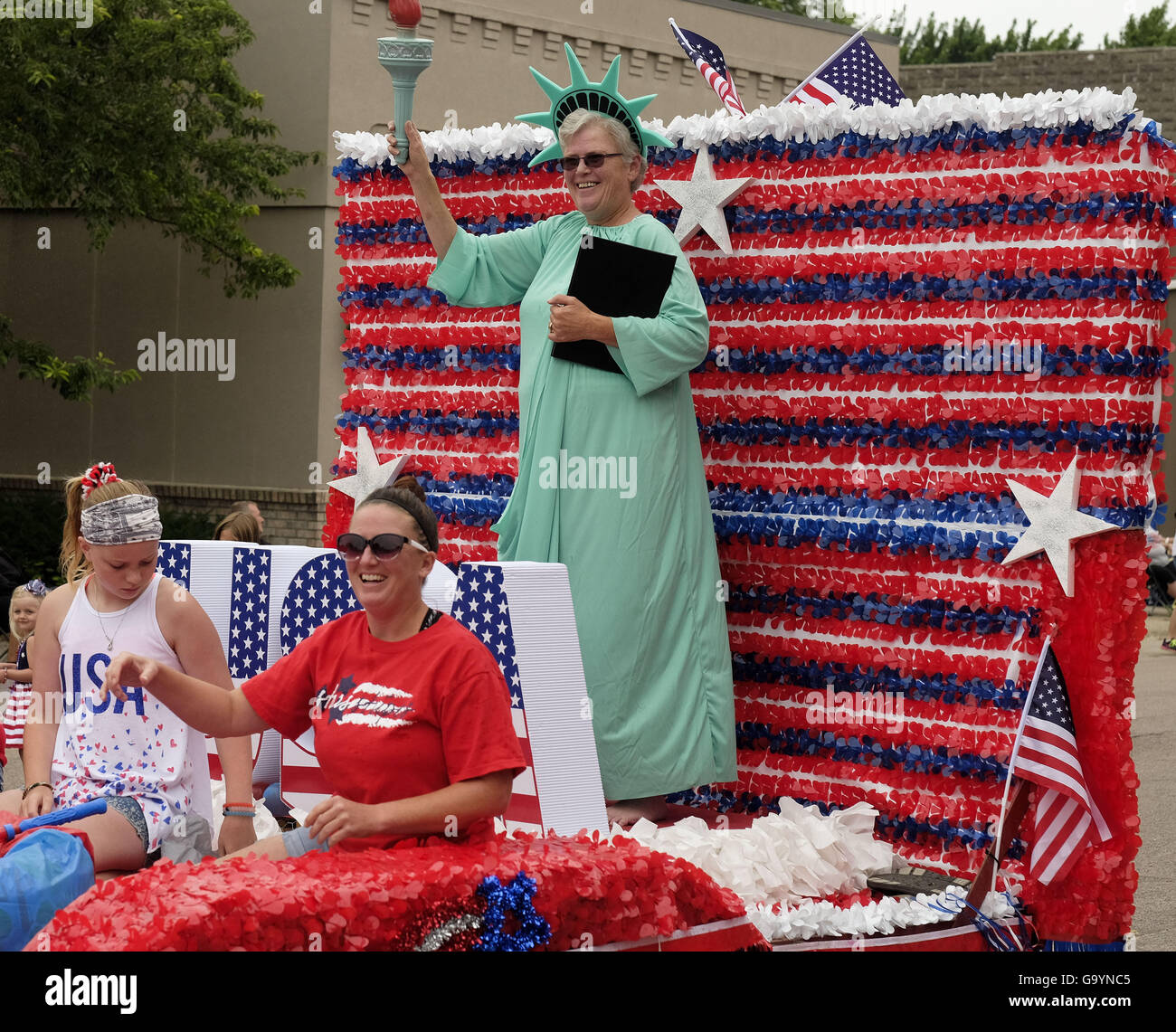 Whiting, IOWA, USA. 4th July, 2016. PATTI MARR, Whiting, Iowa, poses as ...