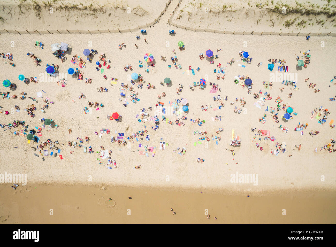 Lavallette, NJ, USA. 4th July, 2016. Aerial views of a crowded beach on ...