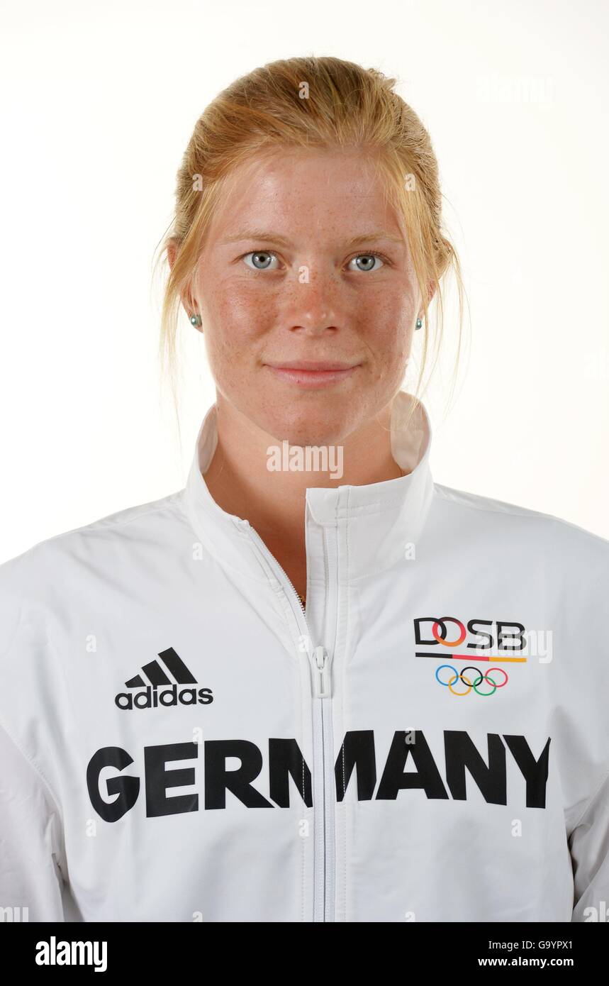 Hannover, Germany. 04th July, 2016. Annika Schleu poses at a photocall ...