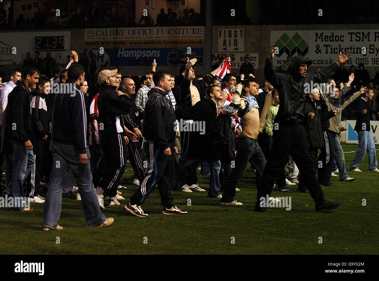 Football general view pitch invasion hi-res stock photography and ...