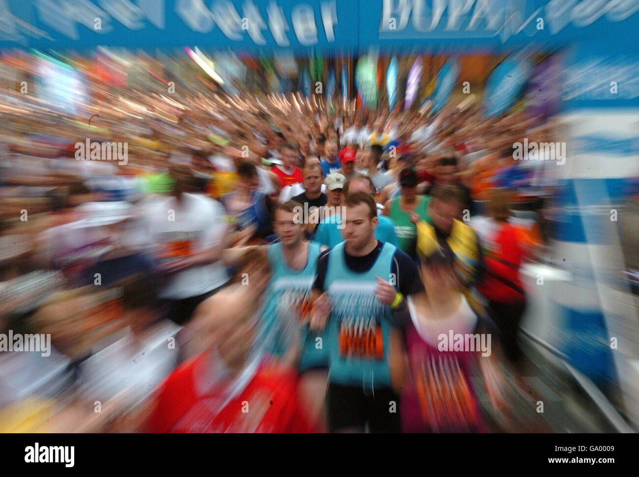 Runners at the start during the BUPA Great Manchester Run Stock Photo ...