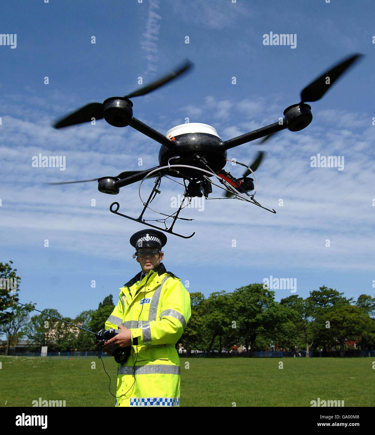 PC Derek Charlton of Merseyside Police operates their new aerial ...