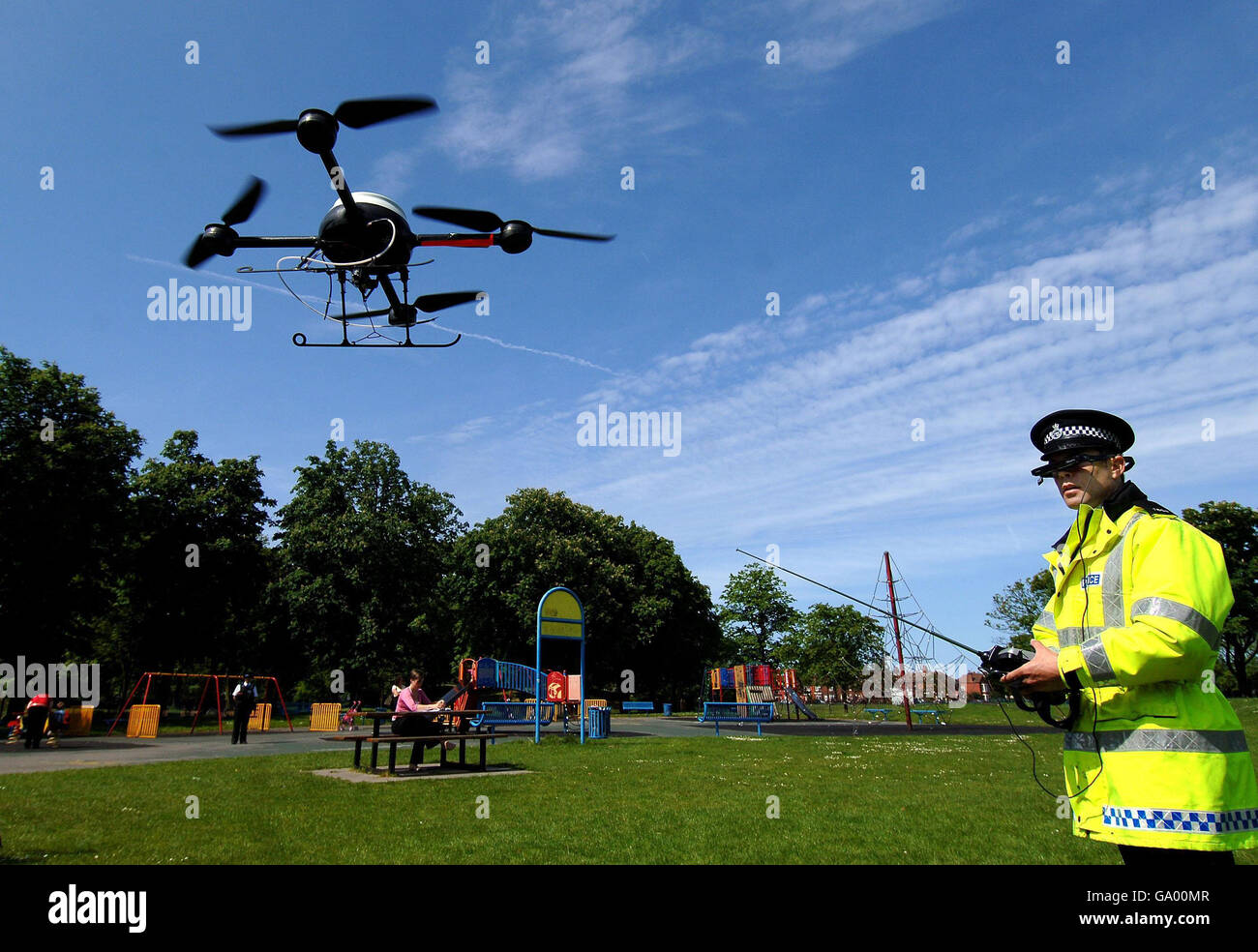 PC Derek Charlton of Merseyside Police operates their new aerial ...