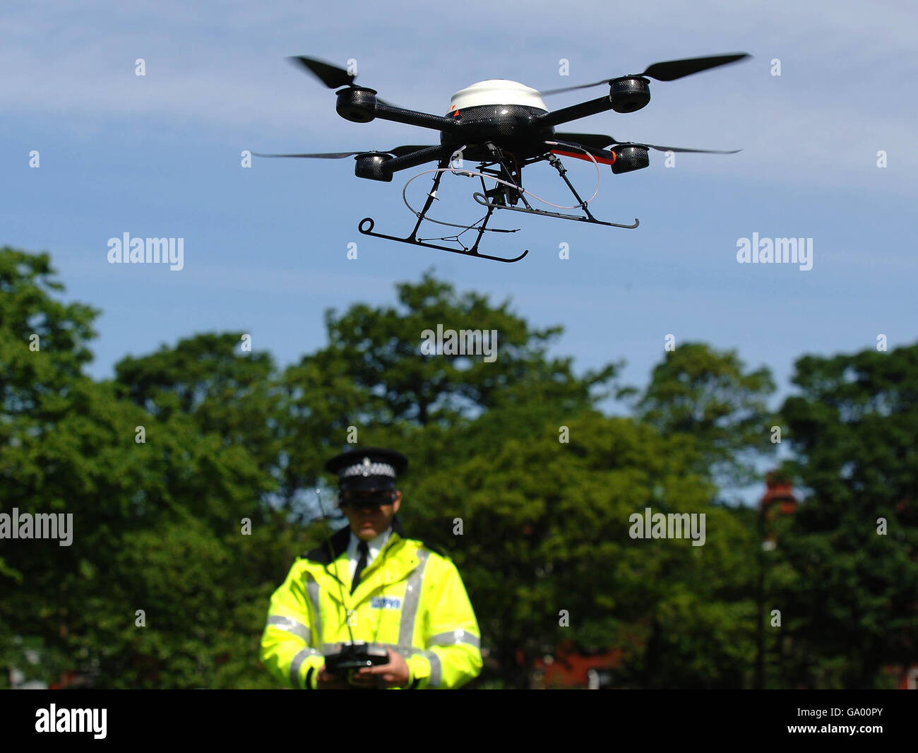 PC Derek Charlton of Merseyside Police operates their new aerial ...