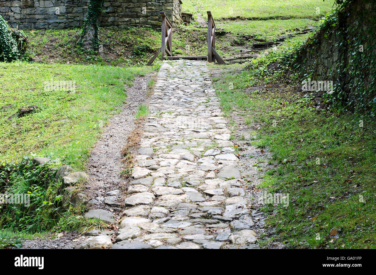 Stone walkway on a grassy field Stock Photo - Alamy