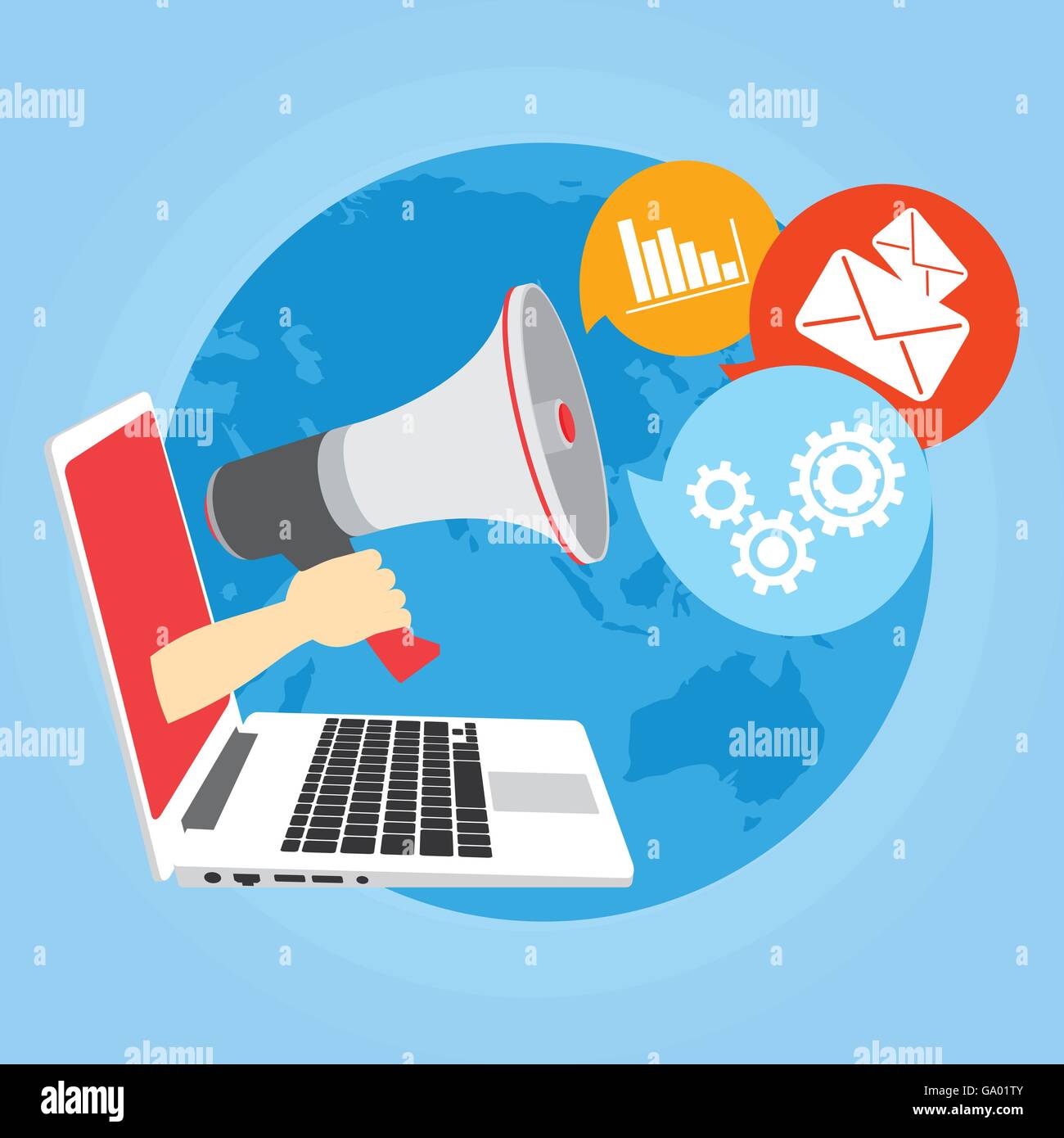 digital information illustration vector design concept with laptop ...