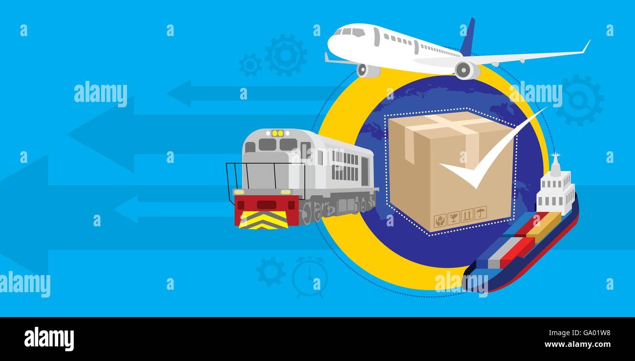 fast and guaranteed shipment sea and air vector illustration Stock ...