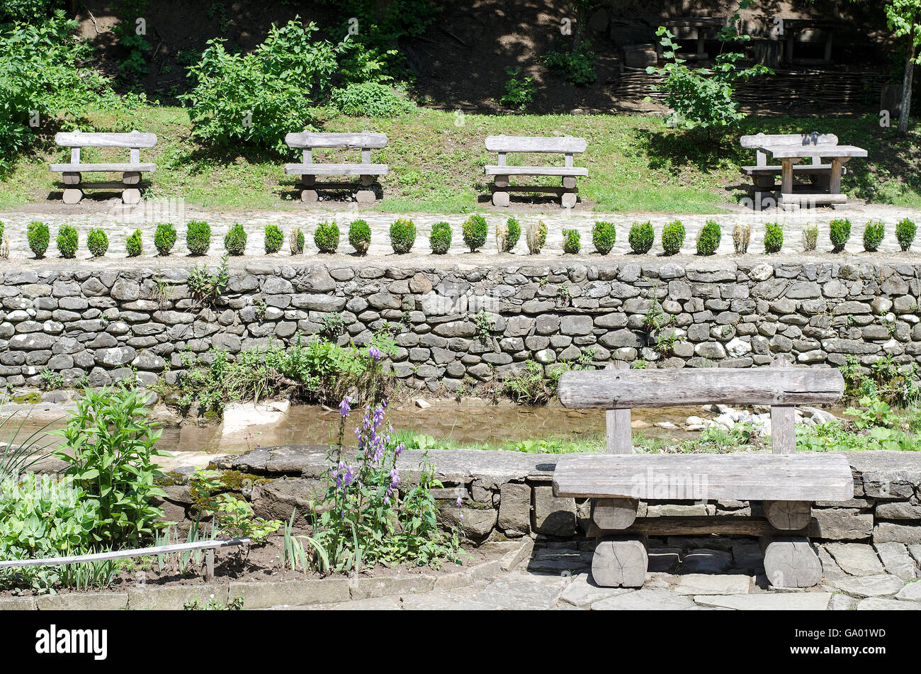 Old wooden benches hi-res stock photography and images - Alamy