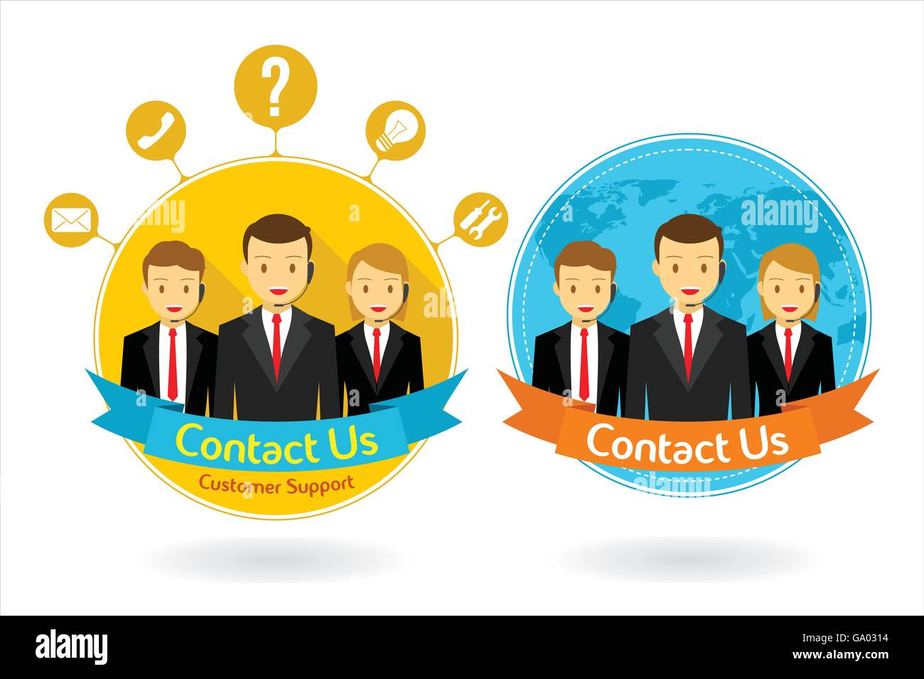 contact us flat design concept illustration vector Stock Vector Image ...