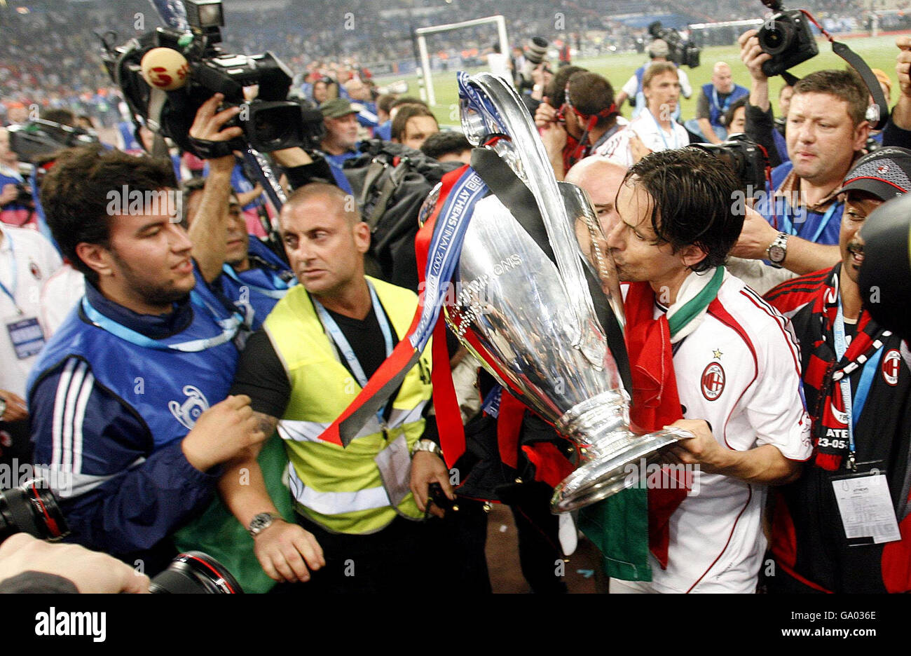 Ac milan celebrate trophy champions league final athens olympic stadium ...