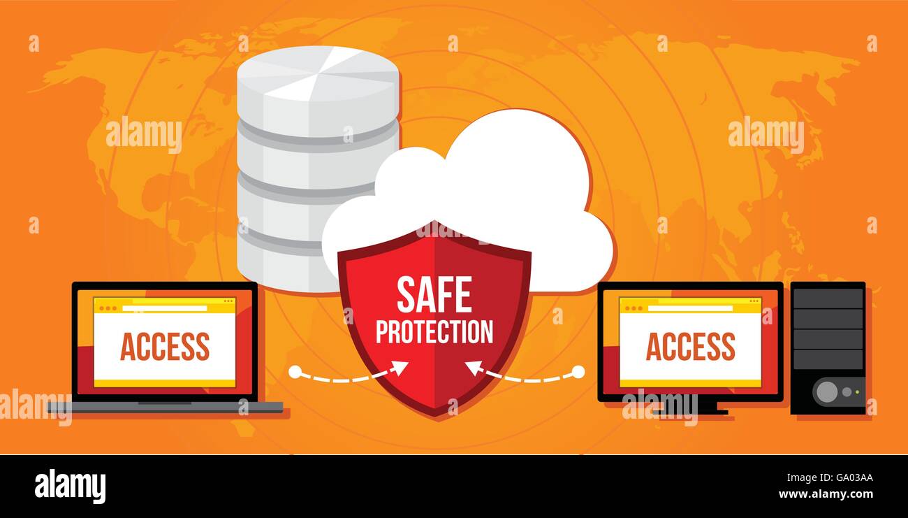 data protection database security internet shield illustration Stock ...