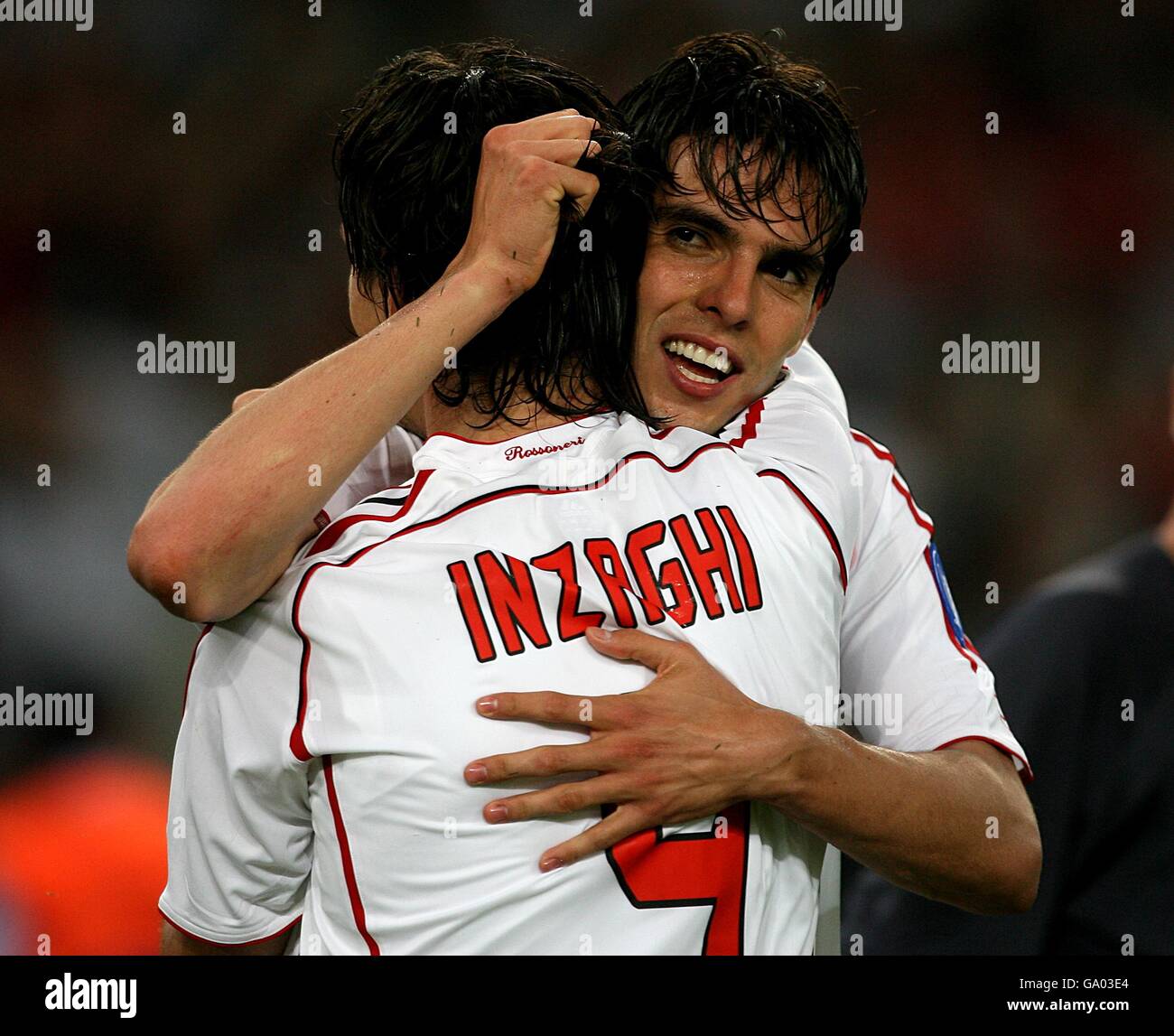 Ac milans filippo inzaghi celebrates scoring hi-res stock photography ...