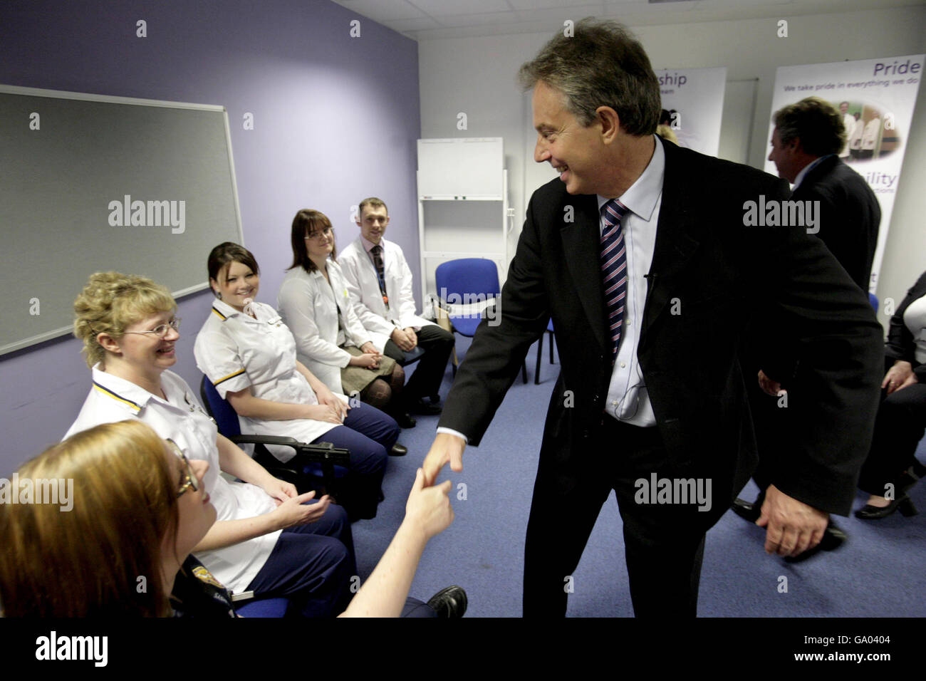 Tony Blair during a visit to Corbett Hospital in Stourbridge, West ...