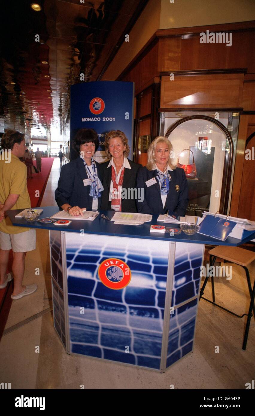 Soccer - UEFA Champions League Draw. The reception desk Stock Photo - Alamy